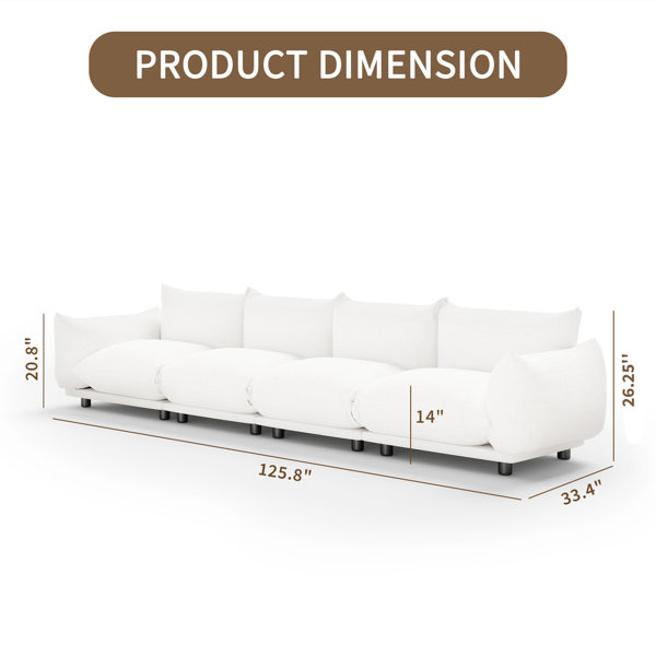 Ivy Bronx Liggitt 125.8'' Modular Sofa Couch 4 Seat Sectional Sofa Couch for Living Room ...